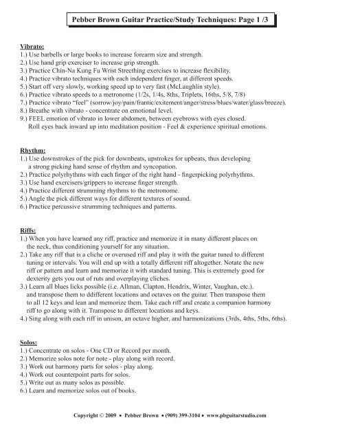 Pebber Brown Guitar Practice/Study Techniques ... - PB Guitar Studios