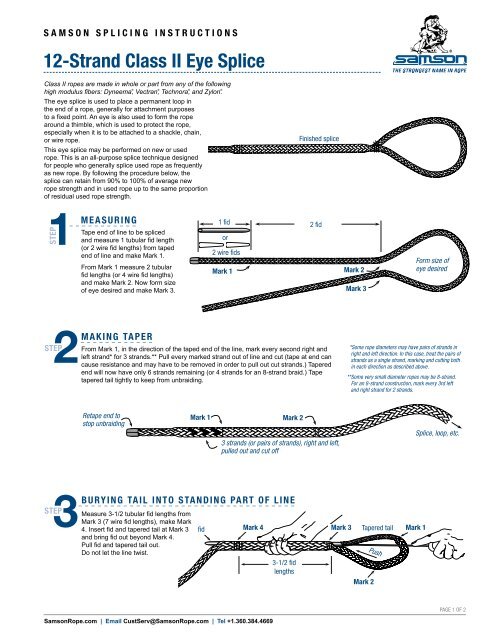 12-Strand Class II Eye Splice - Samson Rope