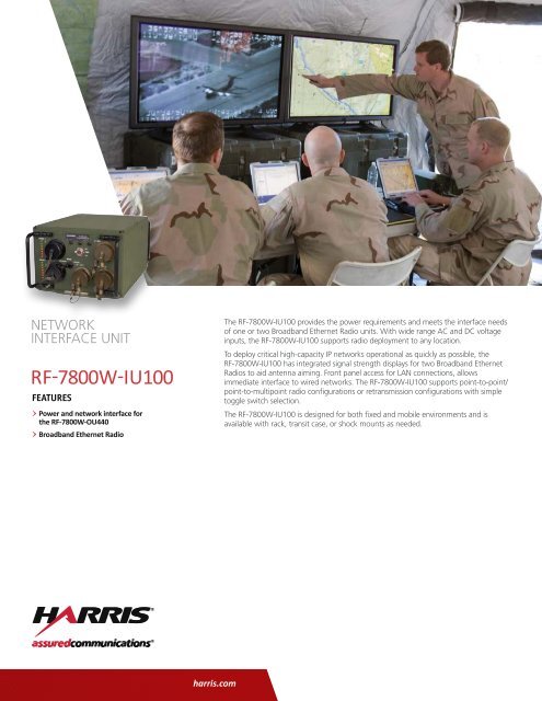 RF-7800W-IU100 Network Interface Unit Datasheet - Harris RF ...
