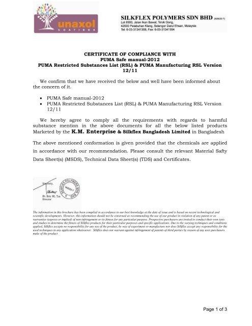 PUMA Manufacturing - Silkflex Bangladesh Ltd.