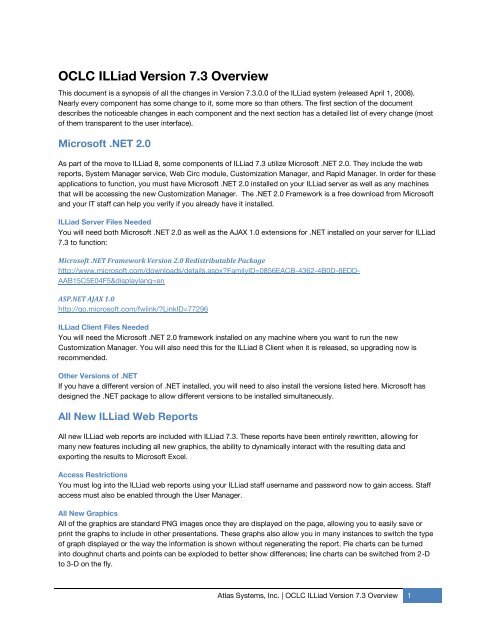 OCLC ILLiad Version 7.3 Overview