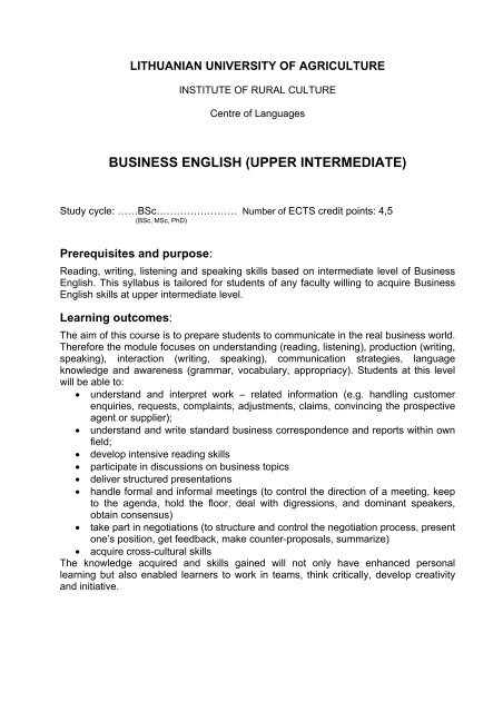 Business English (upper intermediate)
