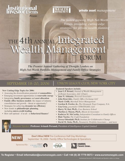 Integrated 4th ANNUAL Wealth Management - Euromoney Institutional ...