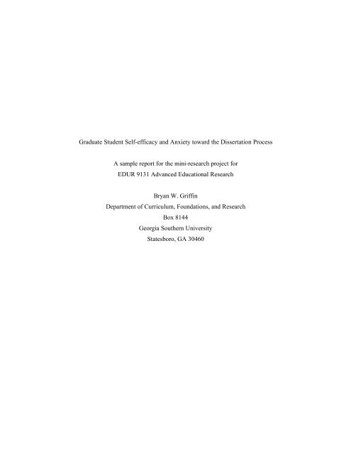 sample research project manuscript - Bryan W. Griffin's Web