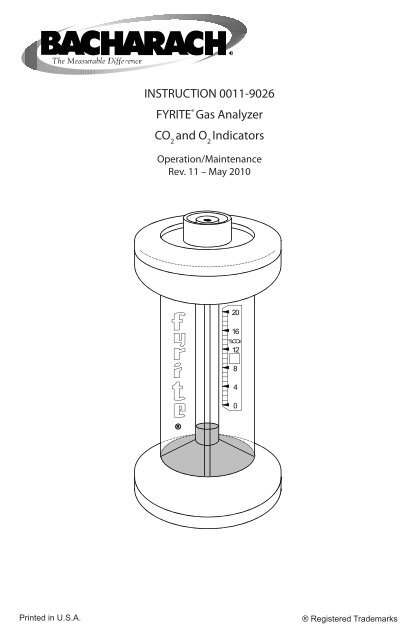INSTRUCTION 0011-9026 FYRITEÂ® Gas Analyzer CO and O ...