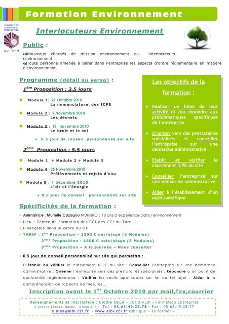 Fiche descriptive de la formation