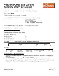 material safety data sheet - Busch Vacuum Technics
