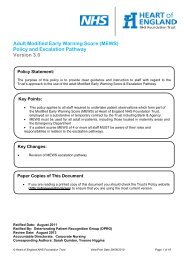 MEWS Policy Escalation Pathway - Adult - Heart of England NHS ...