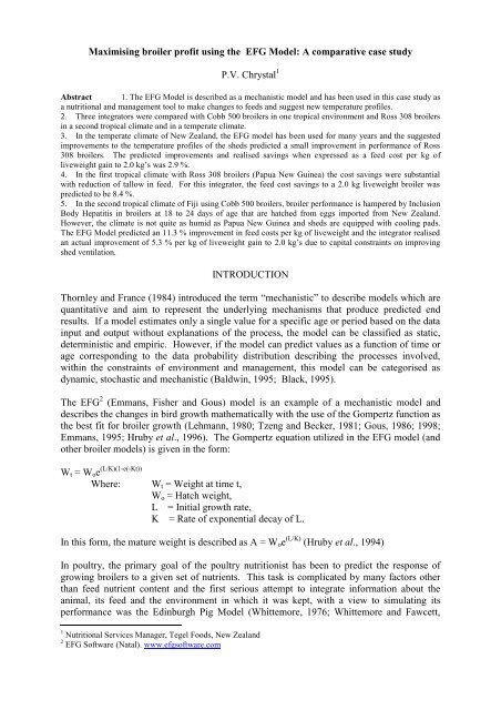 Maximizing Broiler Profit Using the EFG Model - The Poultry ...