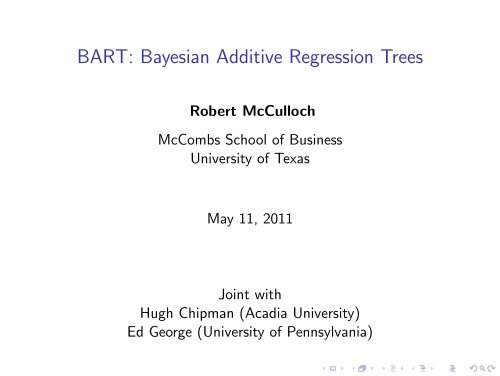 BART: Bayesian Additive Regression Trees - Rob-mcculloch.org