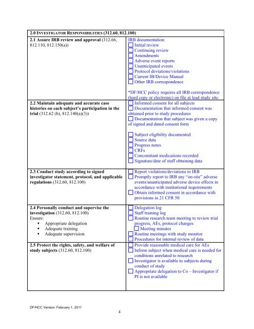 2.0 INVESTIGATOR RESPONSI