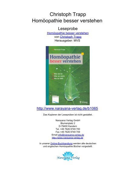Christoph Trapp Homöopathie besser verstehen