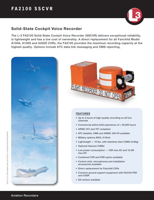 FA2100 Solid State Cockpit Voice Recorder - L-3 Aviation Recorders