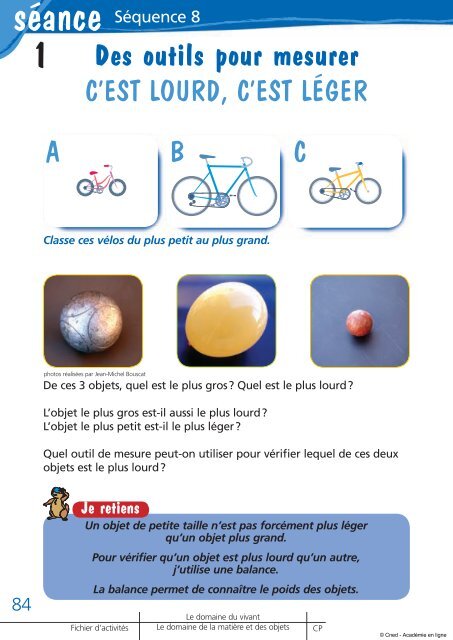 Des outils pour mesurer C'EST LOURD, C'EST LÃ GER A B C