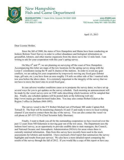 letter, maps and information - New Hampshire Fish and Game ...