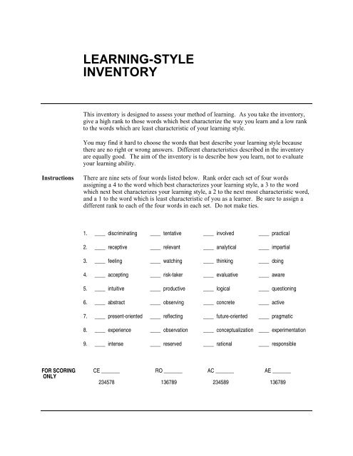 LEARNING-STYLE INVENTORY
