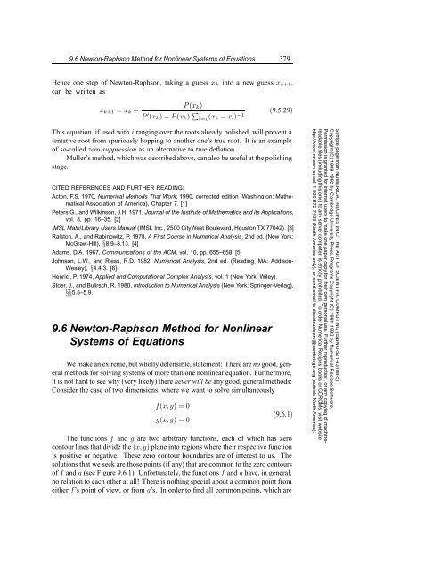 9.6 Newton-Raphson Method for Nonlinear Systems of Equations