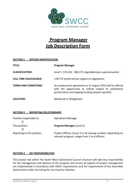 SWCC JDF Template - South West Catchments Council