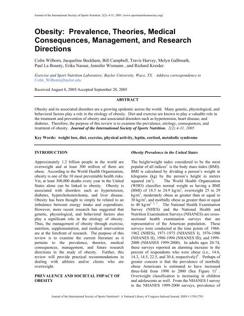 Obesity: Prevalence, Theories, Medical ... - ResearchGate
