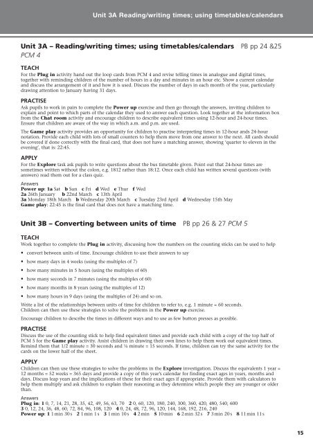 Unit 3A â Reading/writing times; using timetables ... - Rising Stars