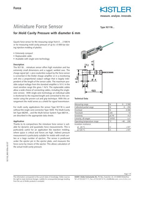 Data sheet, Type 9211B...