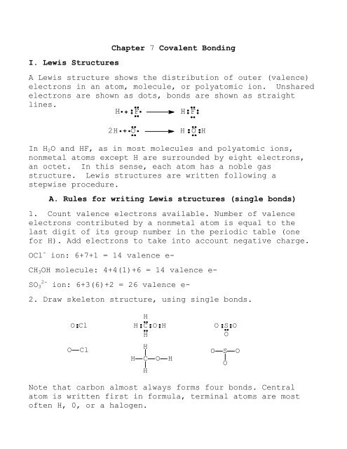 Chapter 7 Covalent Bonding