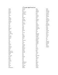 5th Grade Sight Word List