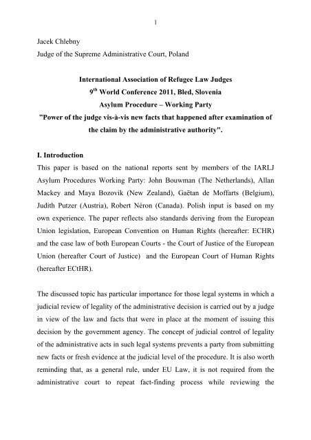 Jacek Chlebny - International Association of Refugee Law judges