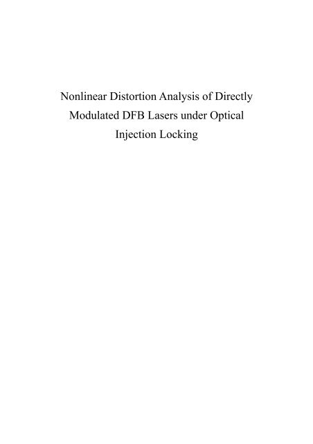 Nonlinear Distortion Analysis Of Directly Modulated 연세대학교