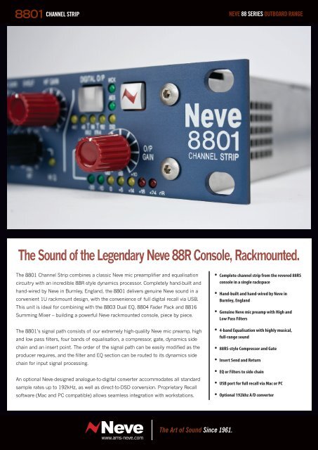 The Sound of the Legendary Neve 88R Console ... - AMS Neve