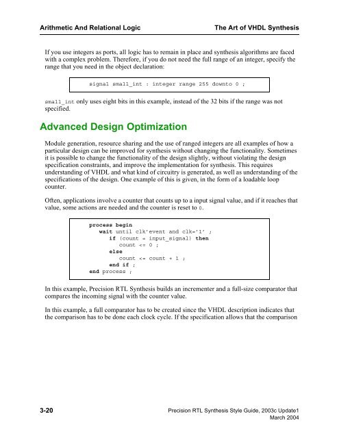 Precision RTL Synthesis Style Guide