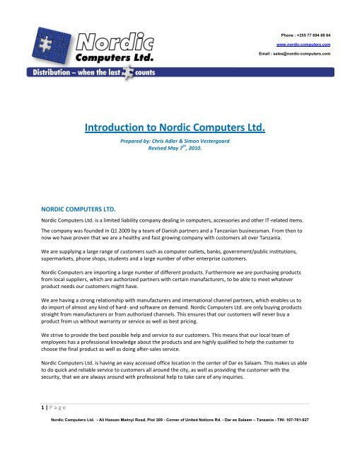 Introduction to Nordic Computers Ltd. - Zoom Tanzania