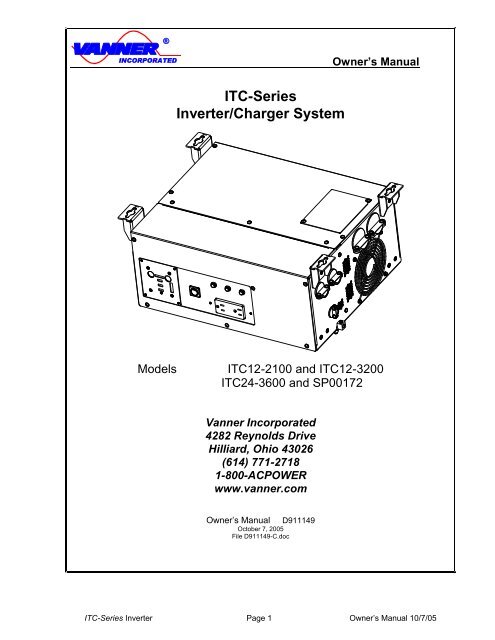 inverter-charger - model sp00172 - Vanner