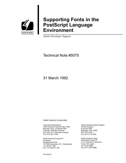 Supporting Fonts In The Postscript Language Adobe Partners