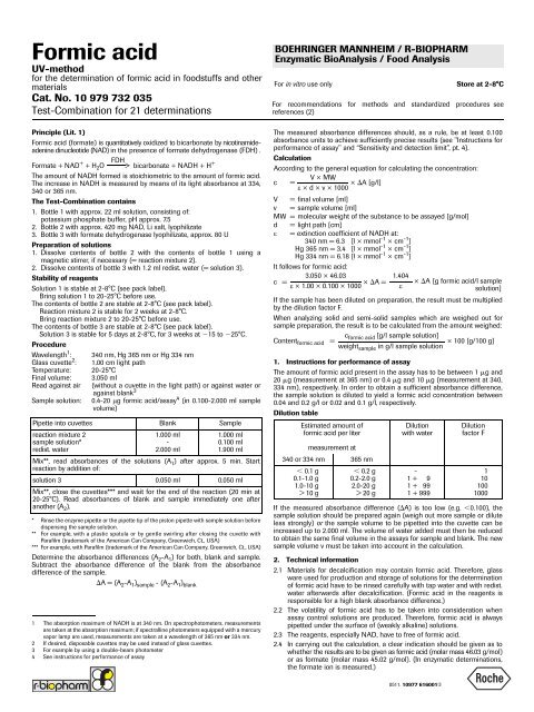 Formic acid - Food Diagnostics