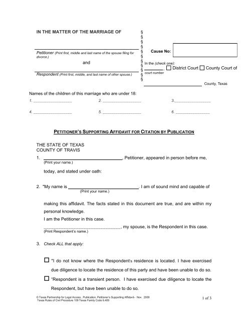 Petitioner's Supporting Affidavit - LegalFill