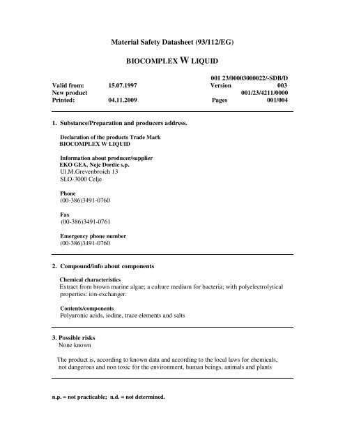MSDS BIOCOMPLEX W LIQUID.pdf - EKO GEA