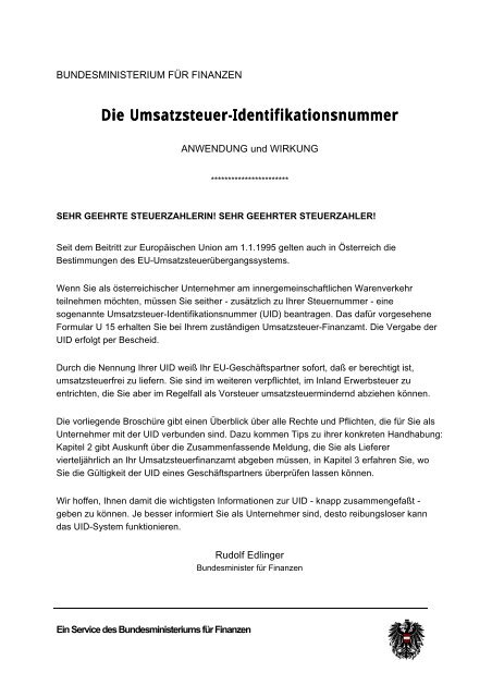 Die Umsatzsteuer-Identifikationsnummer