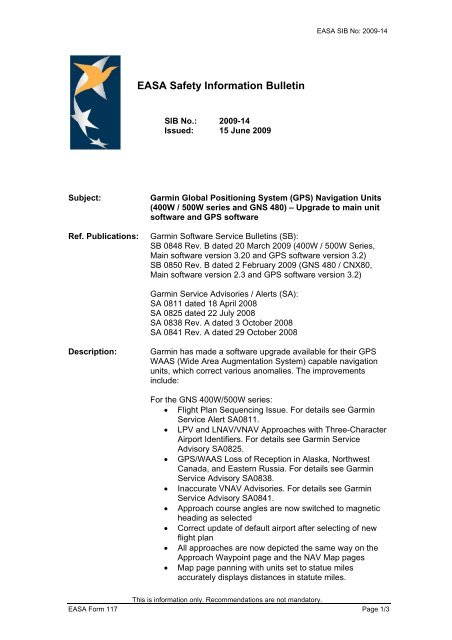 EASA Safety Information Bulletin