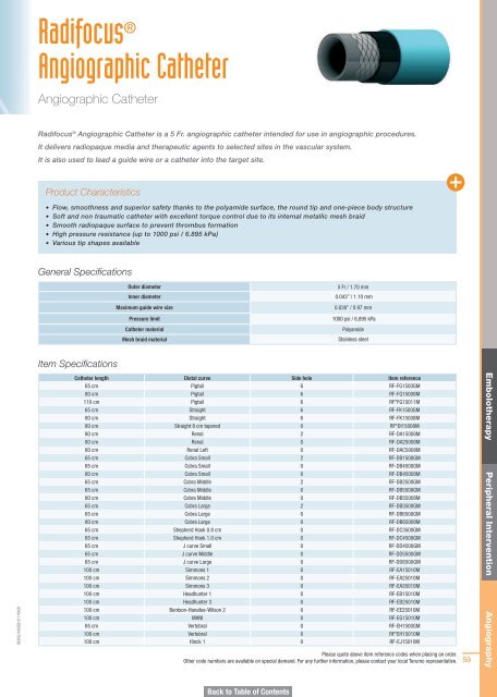 Radifocus® Angiographic Catheter
