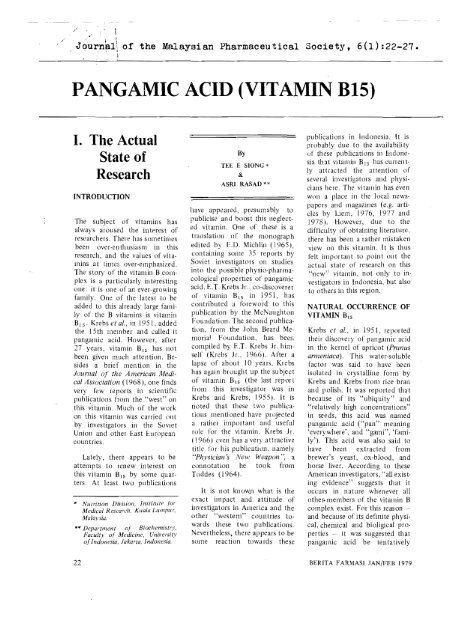 PANGAMIC ACID (VITAMIN B15)