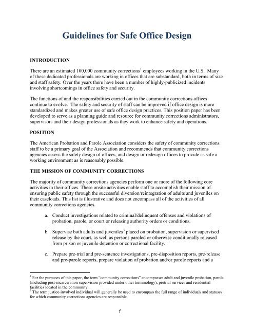 Guidelines for Safe Office Design - American Probation and Parole ...