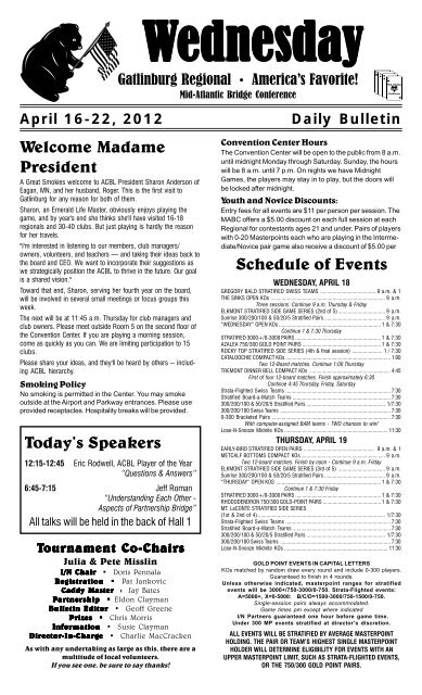 Wednesday - Mid-Atlantic Bridge Conference