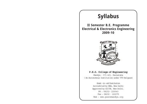 Syllabus - PES College of Engineering