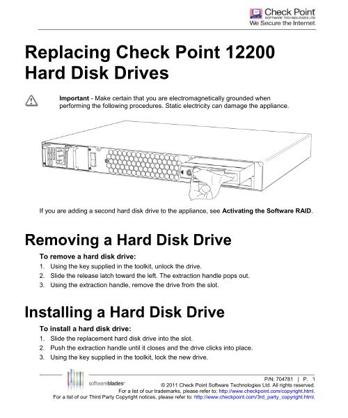 Replacing Check Point 12200 Hard Disk Drives