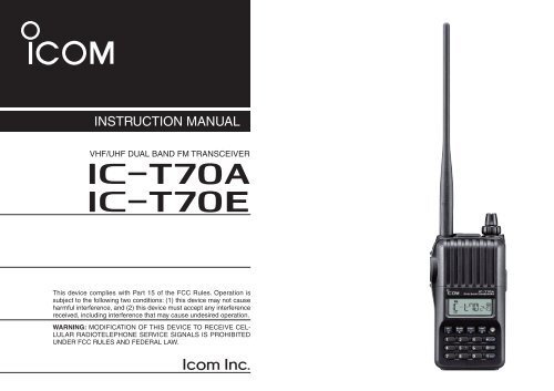Instruction Manual - ICOM Canada