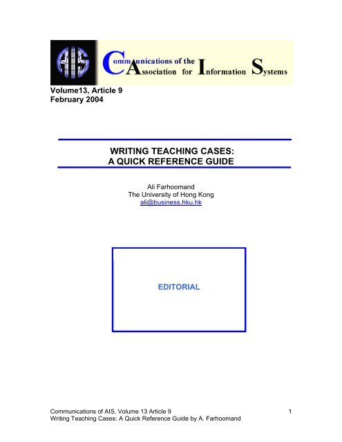 WRITING TEACHING CASES: A QUICK REFERENCE GUIDE