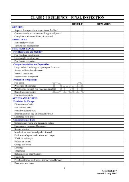 CLASS 2-9 BUILDINGS – F