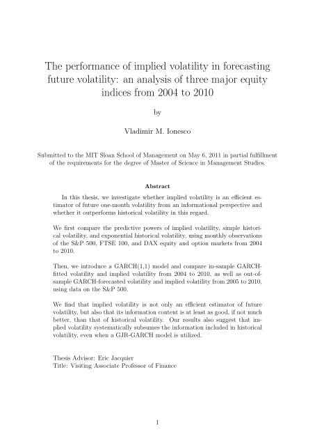 The Performance Of Implied Volatility In Forecasting