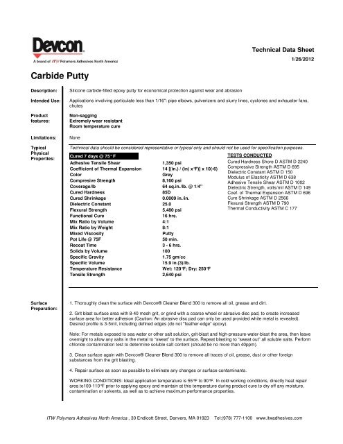 Technical Data Sheet - Devcon